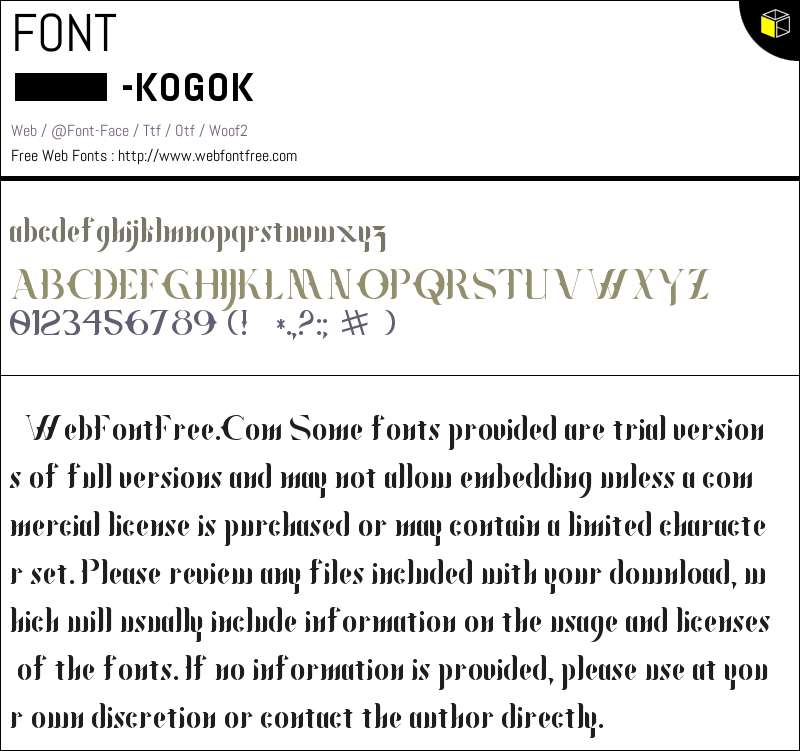 -KOGOK Fonts Downloads - WebFontFree.Com