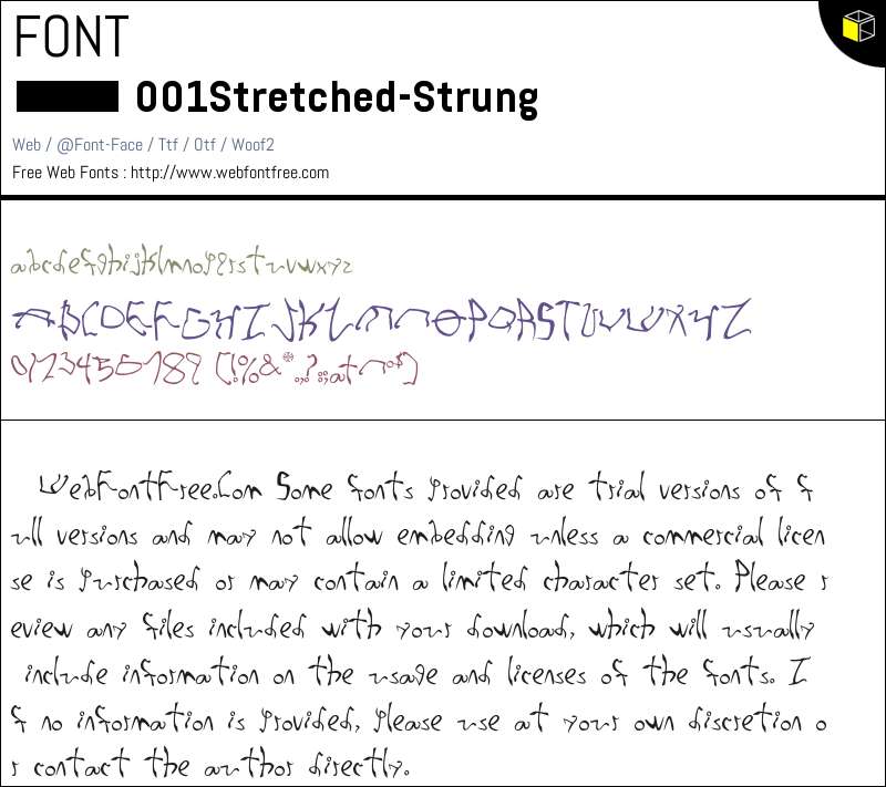 001 Stretched-Strung Fonts Downloads - WebFontFree.Com