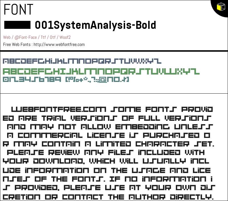 001 System Analysis Bold Fonts Downloads - WebFontFree.Com