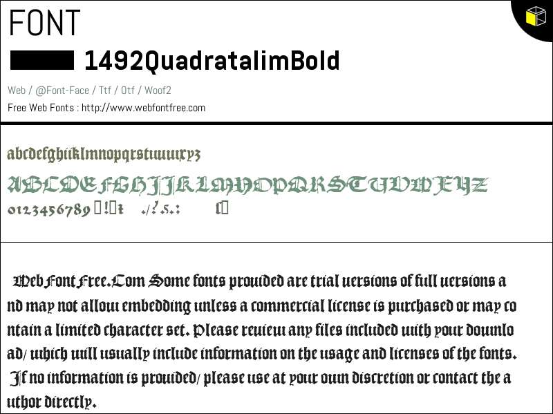 1492_Quadrata_lim Bold Fonts Downloads - WebFontFree.Com