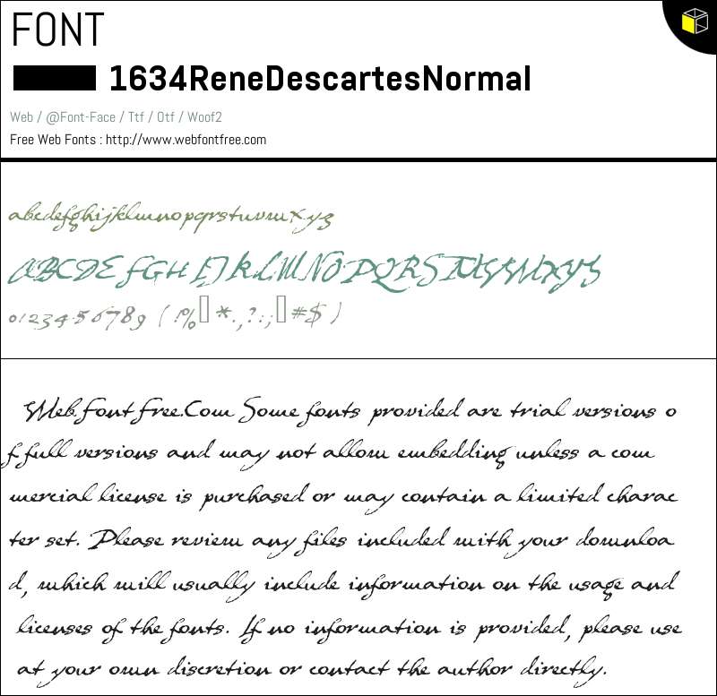 1634 Rene Descartes Normal Fonts Downloads - WebFontFree.Com