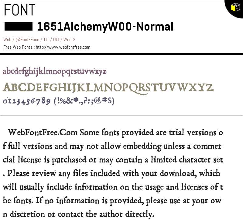 1651 Alchemy W00 Normal Fonts Downloads - WebFontFree.Com