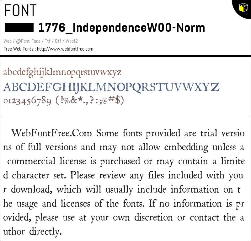 1776_Independence W00 Normal Fonts Downloads - WebFontFree.Com