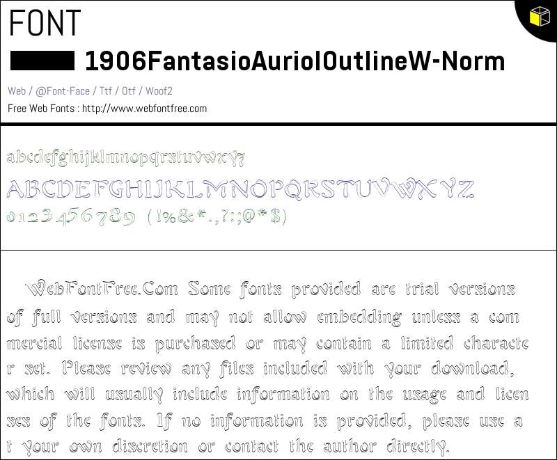 1906 Fantasio Auriol Outline W00 Norm Fonts Downloads - WebFontFree.Com