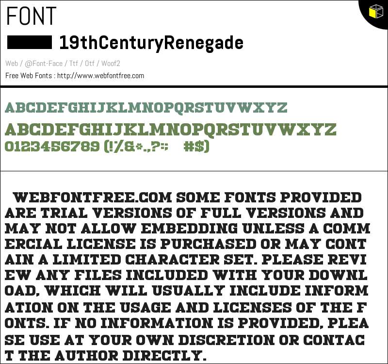 19th Century Renegade Fonts Downloads - WebFontFree.Com