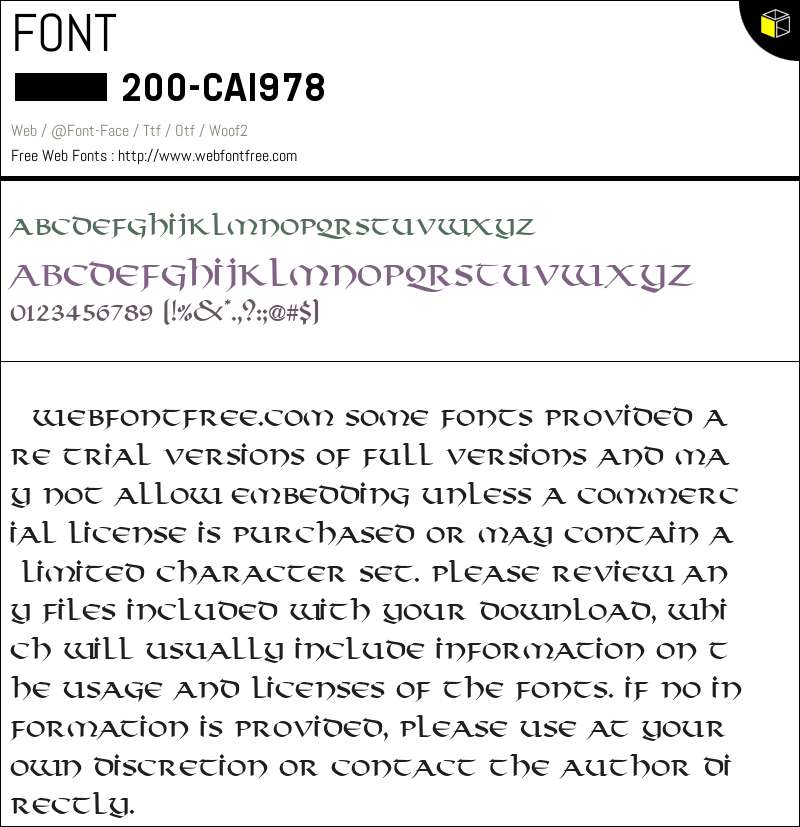 200-CAI978 Fonts Downloads - WebFontFree.Com
