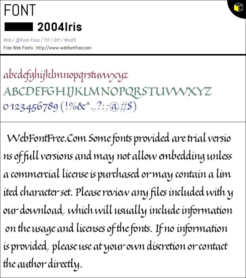 2004 Iris Fonts Downloads - WebFontFree.Com