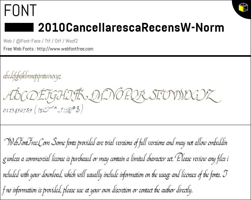 2010 Cancellaresca Recens W00 Norm Fonts Downloads - WebFontFree.Com