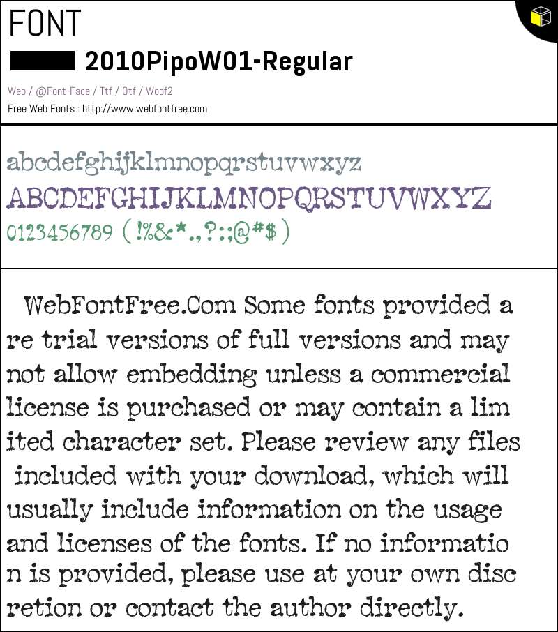 2010 Pipo W01 Regular Fonts Downloads - WebFontFree.Com