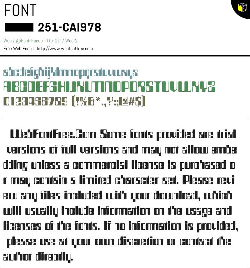 251-CAI978 Fonts Downloads - WebFontFree.Com