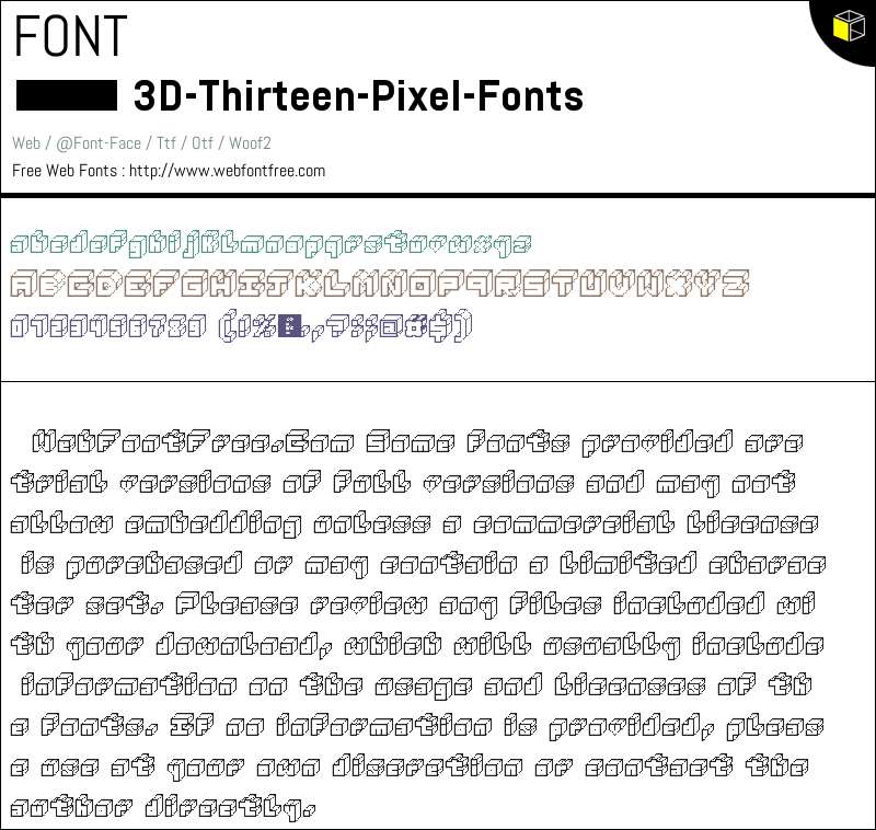 3D Thirteen Pixel Fonts Regular Fuentes Descargar - WebFontFree.Com