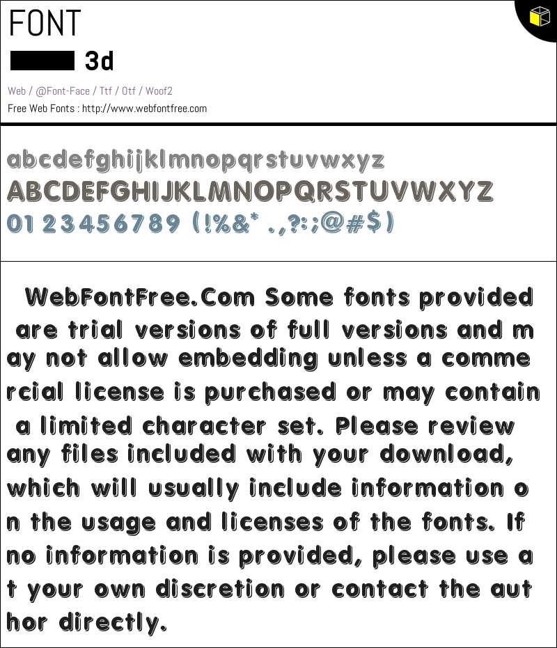 3d Fonts Downloads - WebFontFree.Com