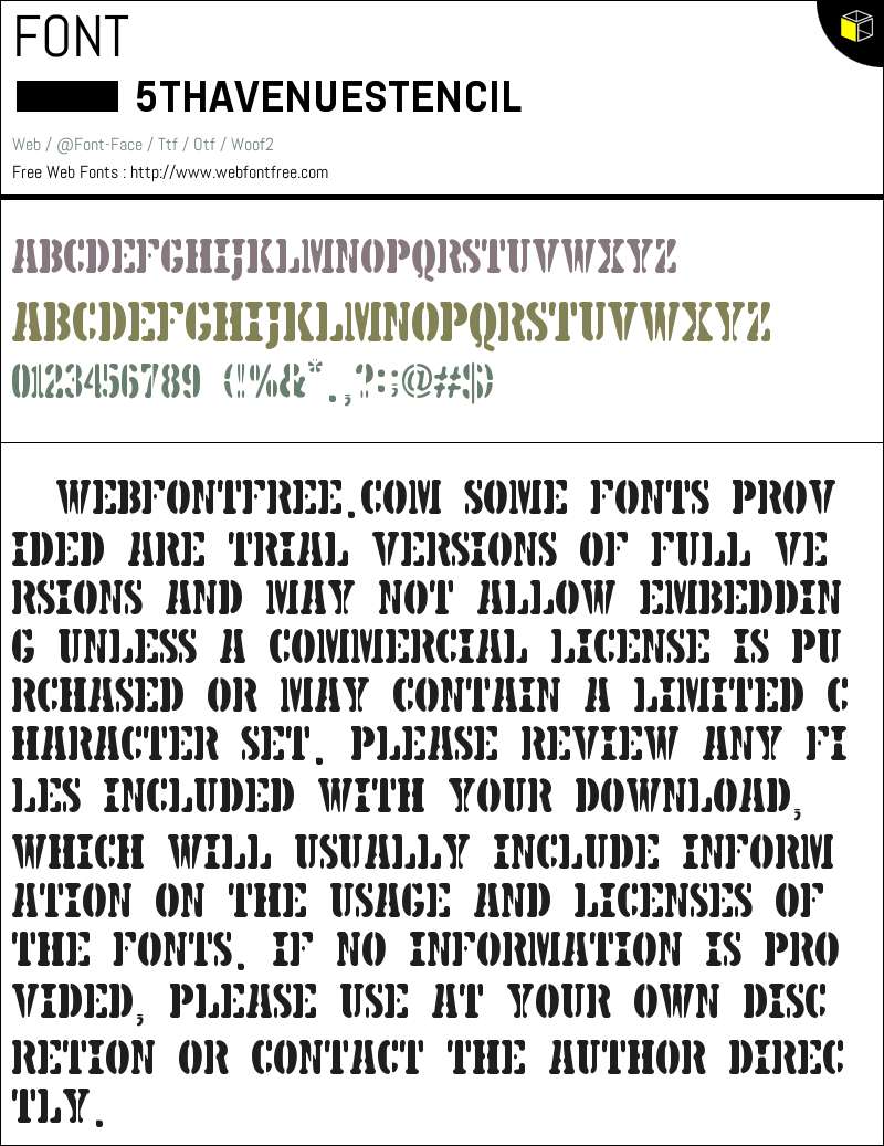 5TH AVENUE STENCIL Fonts Downloads - WebFontFree.Com