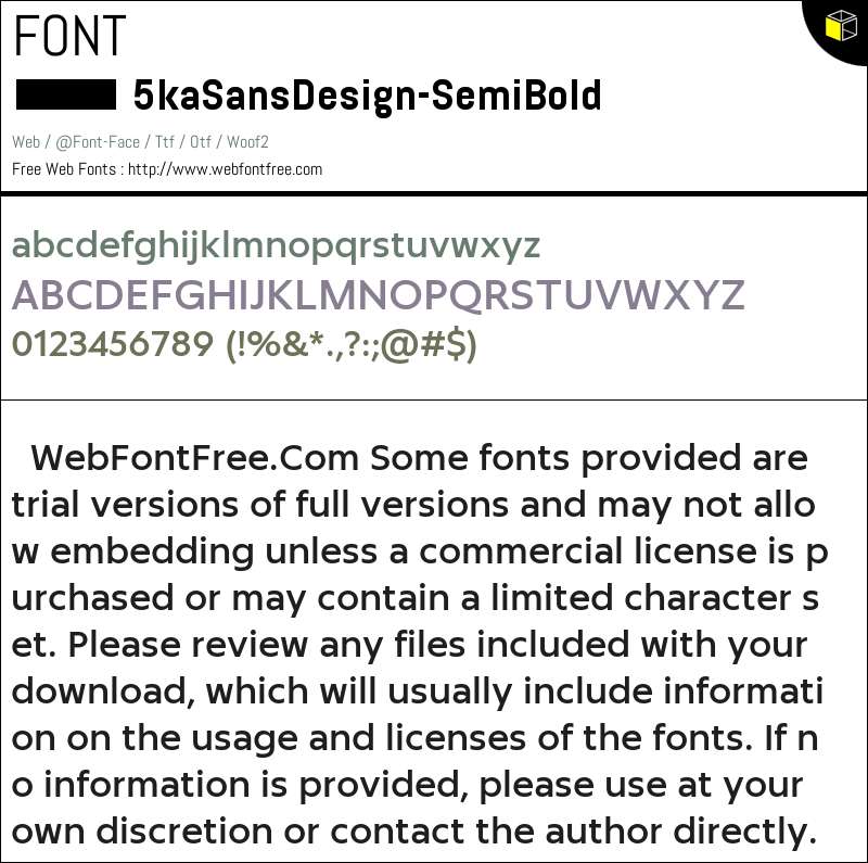 5ka Sans Design SemiBold Fonts Downloads - WebFontFree.Com