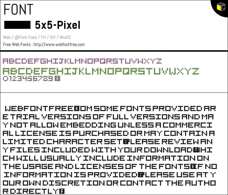 5x5 Pixel Regular Fuentes Descargar - WebFontFree.Com