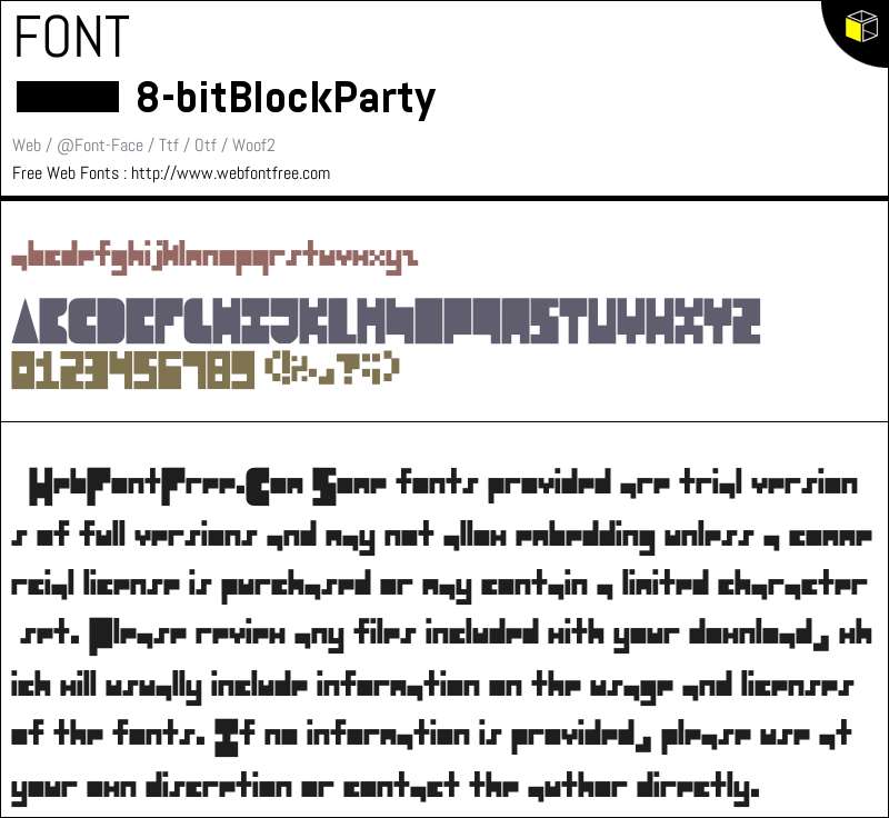 8-bit Block Party Fonts Downloads - WebFontFree.Com