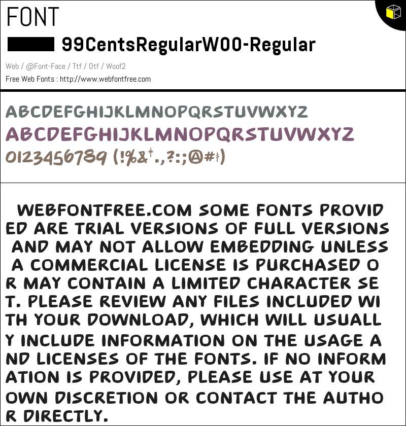99 CentsRegular W00 Regular Fonts Downloads - WebFontFree.Com