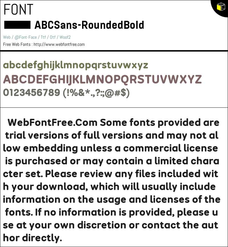 ABCSans Rounded Bold Fonts Downloads - WebFontFree.Com