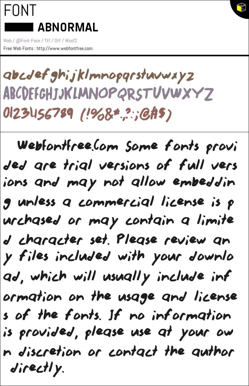 ABNORMAL Fonts Downloads - WebFontFree.Com