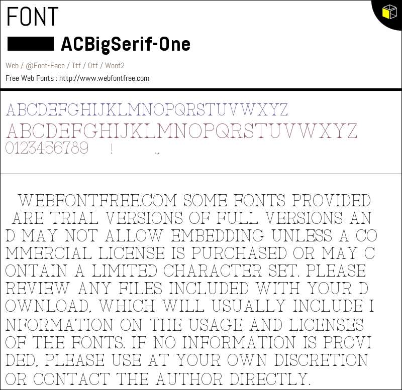 AC Big Serif One Fonts Downloads - WebFontFree.Com