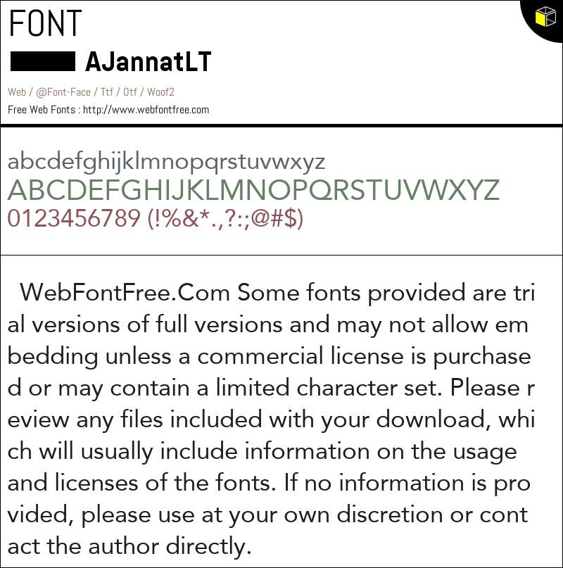 A Jannat LT Fonts Downloads - WebFontFree.Com