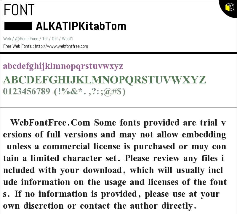ALKATIP Kitab Tom Fonts Downloads - WebFontFree.Com