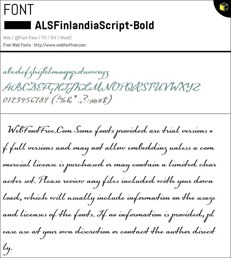 ALS FinlandiaScript Bold Bold Fonts Downloads - WebFontFree.Com