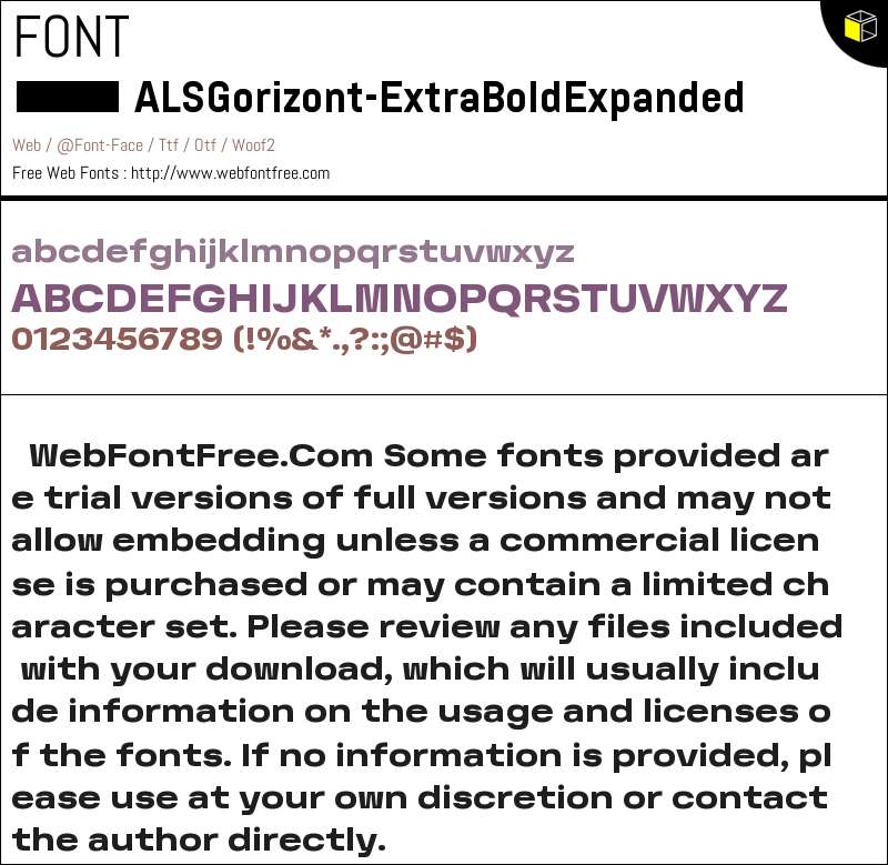 ALS Gorizont ExtraBold Expanded Fonts Downloads - WebFontFree.Com