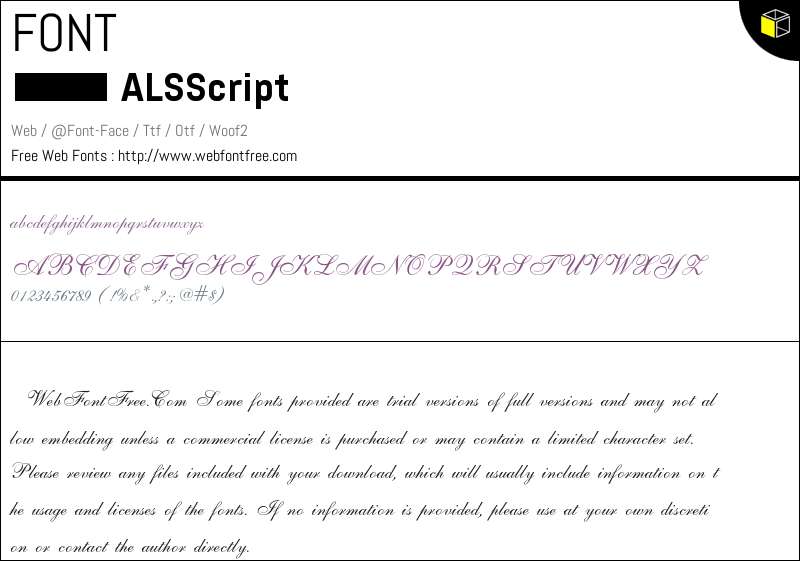 ALS Script 字体 下载 - WebFontFree.Com