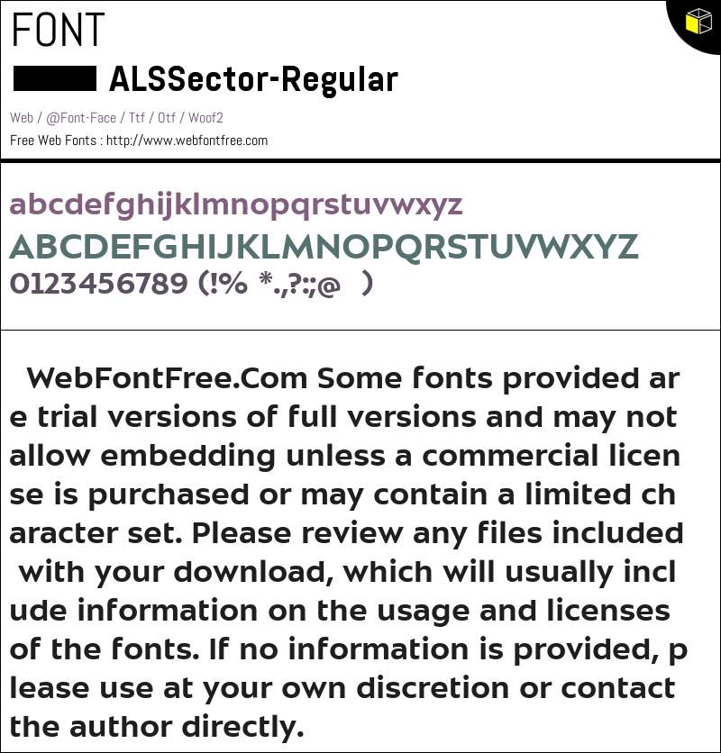 ALS Sector Regular Fonts Downloads - WebFontFree.Com