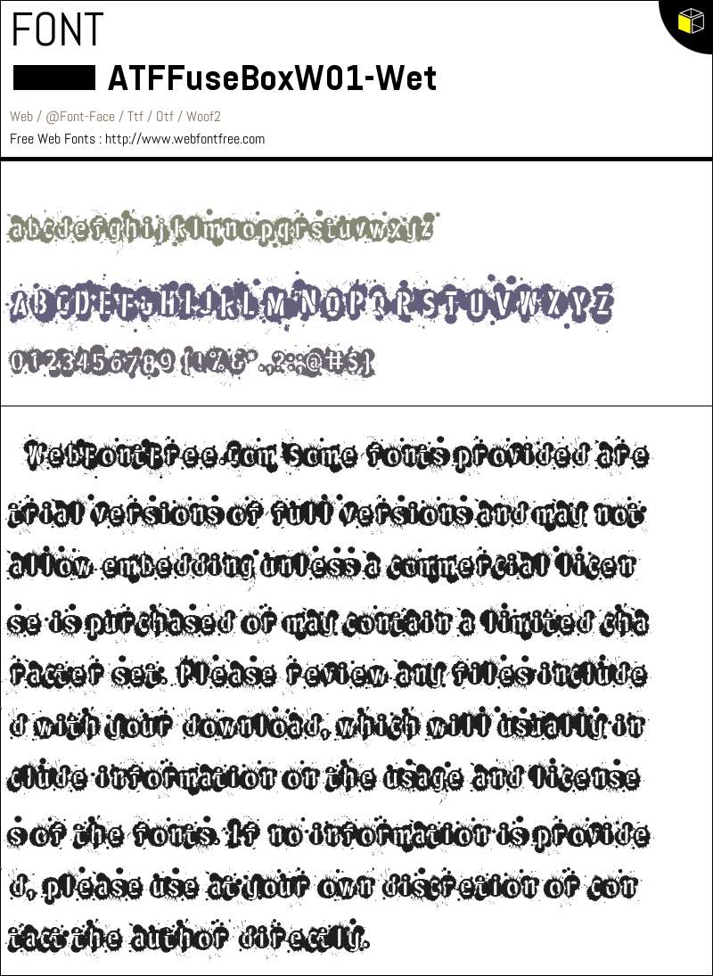 ATF Fuse Box W01 Wet Fonts Downloads - WebFontFree.Com