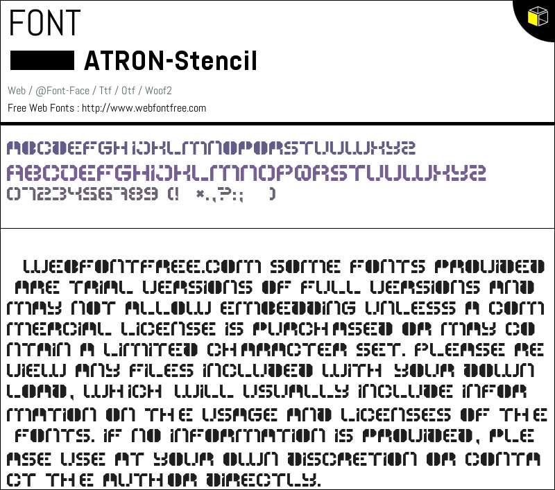 ATRON Stencil Fonts Downloads - WebFontFree.Com