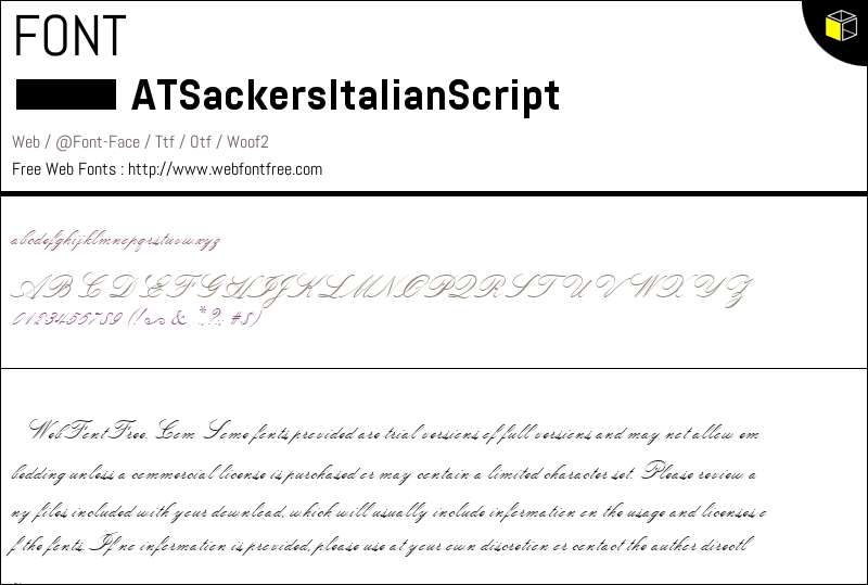 AT Sackers Italian Script Fonts Downloads - WebFontFree.Com