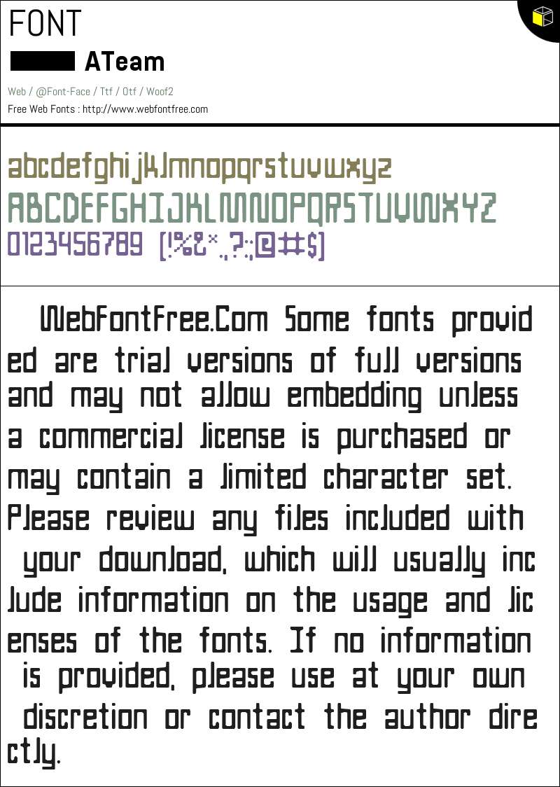 ATeam Fonts Downloads - WebFontFree.Com
