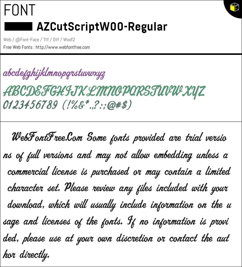 AZ Cut Script W00 Regular Fonts Downloads - WebFontFree.Com