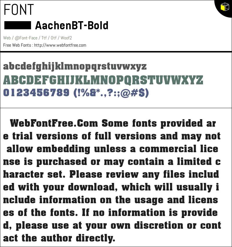 Aachen Bold BT Fonts Downloads - WebFontFree.Com