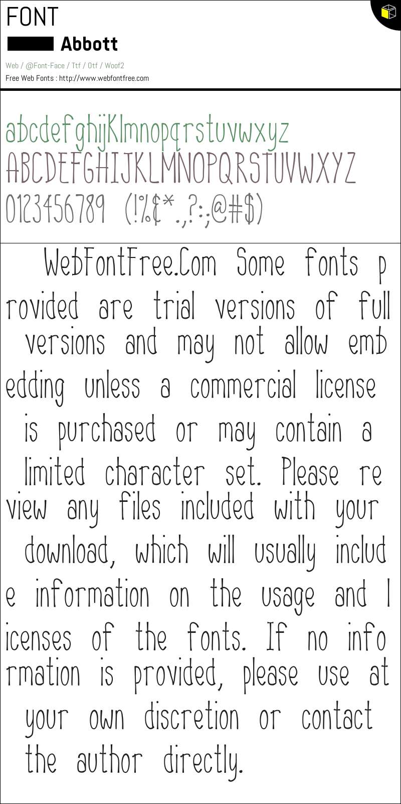 Abbott Fonts Downloads - WebFontFree.Com