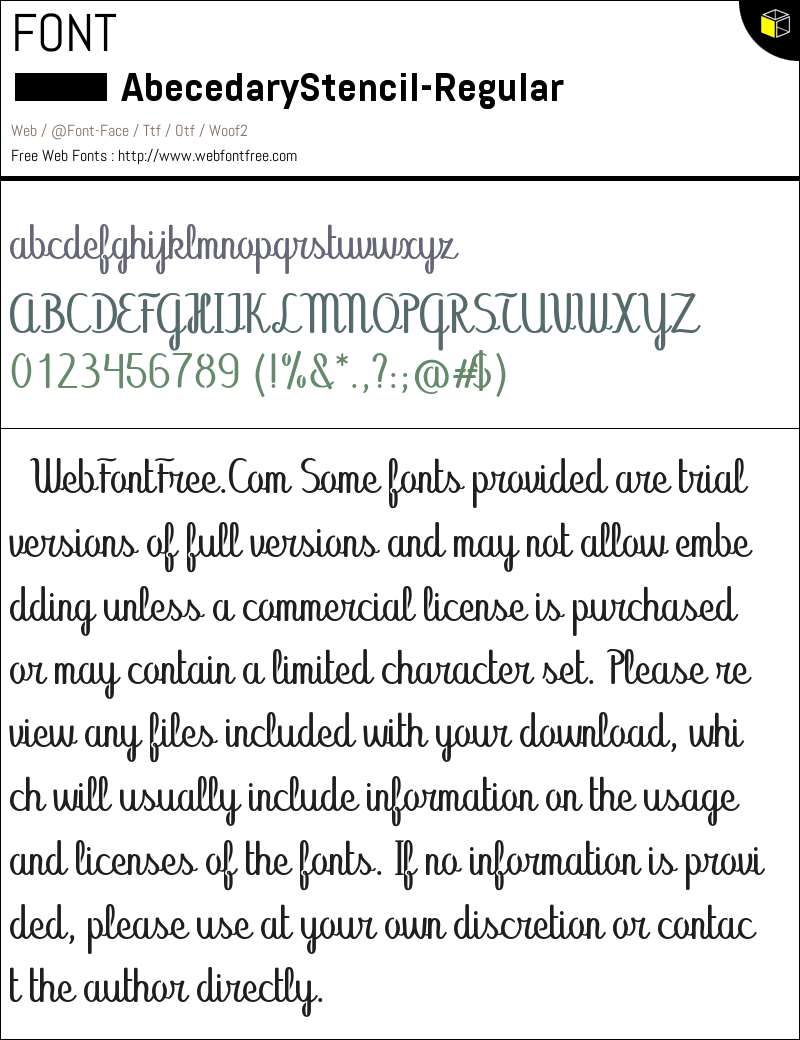 Abecedary Stencil Regular Fonts Downloads - WebFontFree.Com