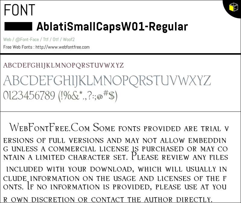 Ablati Small Caps W01 Regular Fonts Downloads - WebFontFree.Com