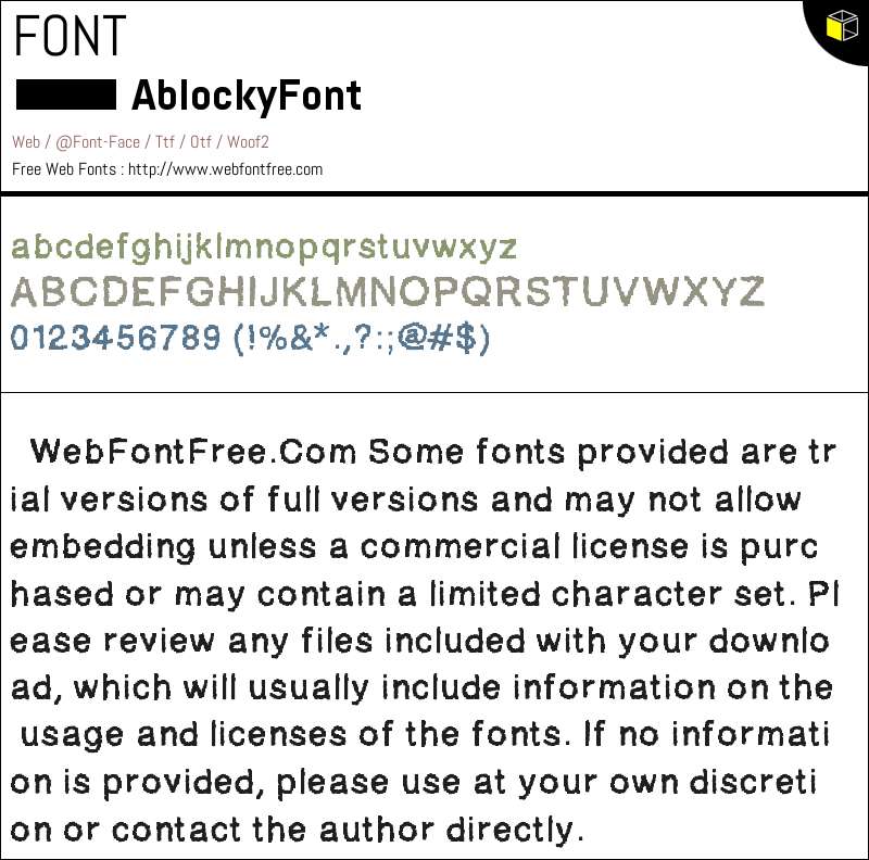 AblockyFont Fonts Downloads - WebFontFree.Com
