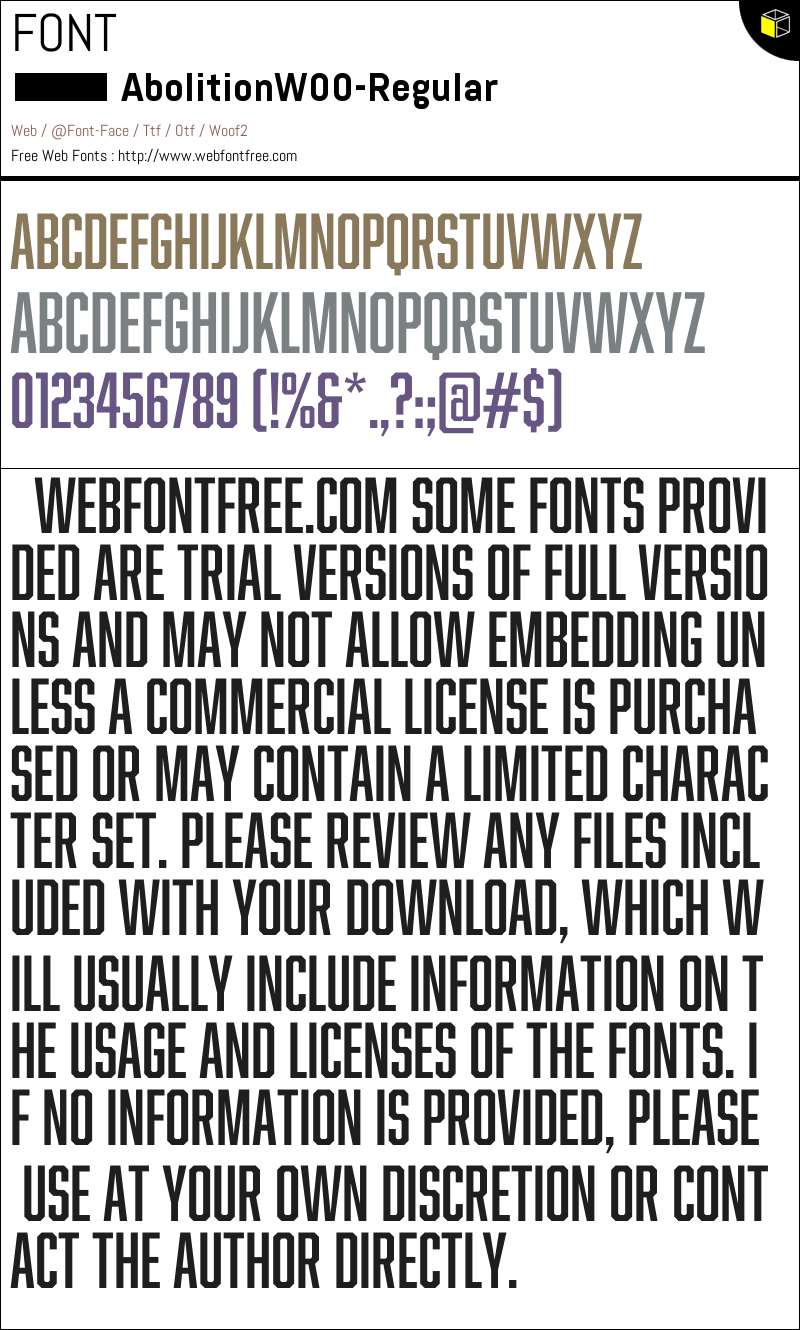 Abolition W00 Regular 字体 下载 - WebFontFree.Com