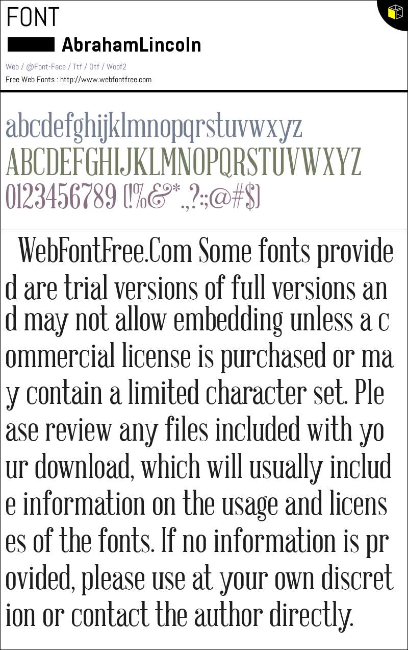 Abraham Lincoln Fonts Downloads - WebFontFree.Com