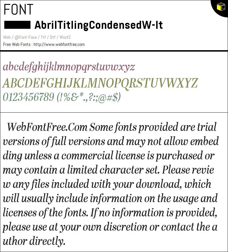 Abril Titling Condensed W04 It Fonts Downloads - WebFontFree.Com