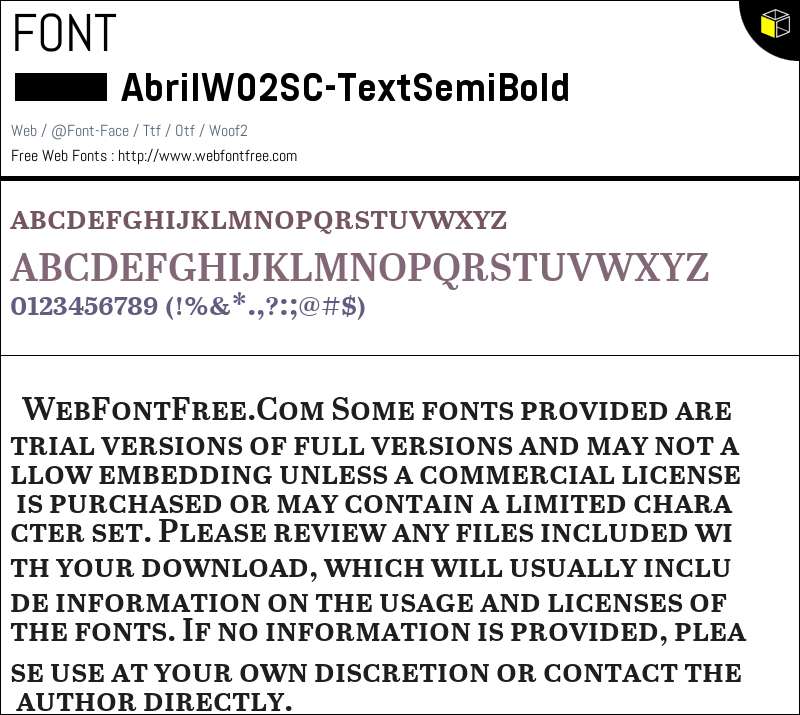 Abril W02SC Text SemiBold Fonts Downloads - WebFontFree.Com