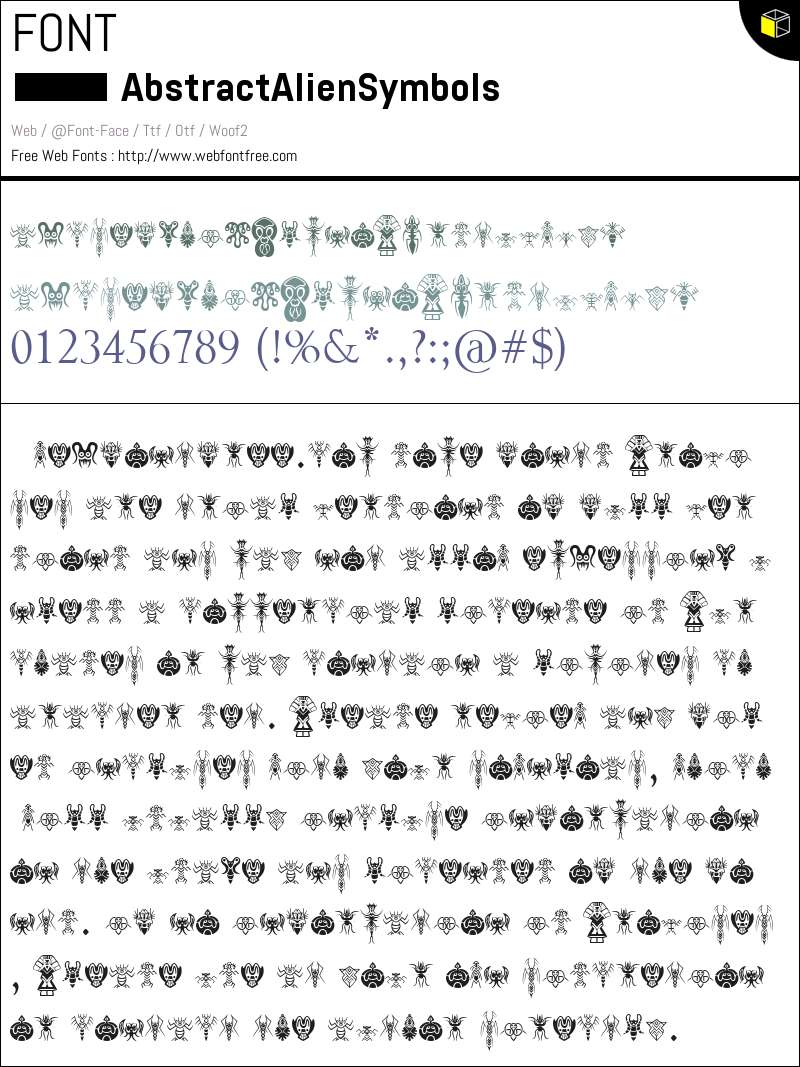 Abstract Alien Symbols Fonts Downloads - WebFontFree.Com