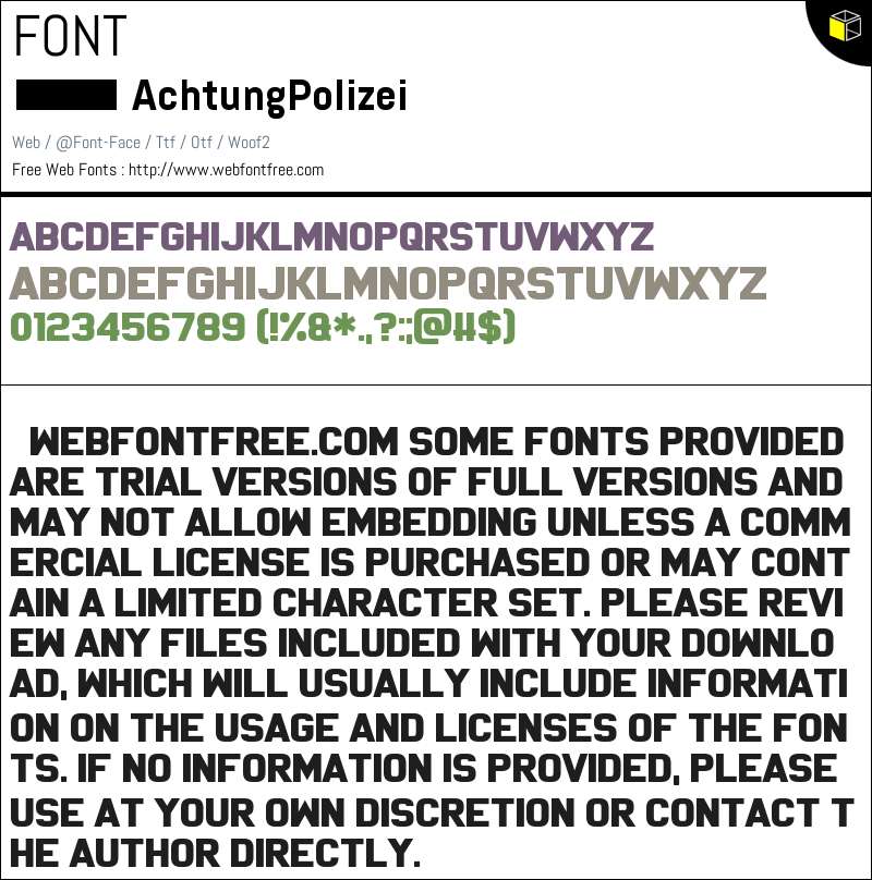 Achtung! Polizei Fonts Downloads - WebFontFree.Com