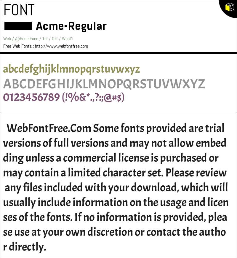 Acme Regular 字体 下载 - WebFontFree.Com