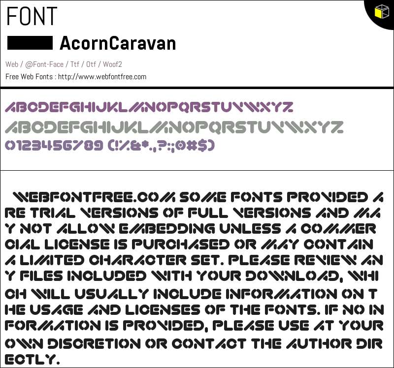 Acorn Caravan Fonts Downloads - WebFontFree.Com