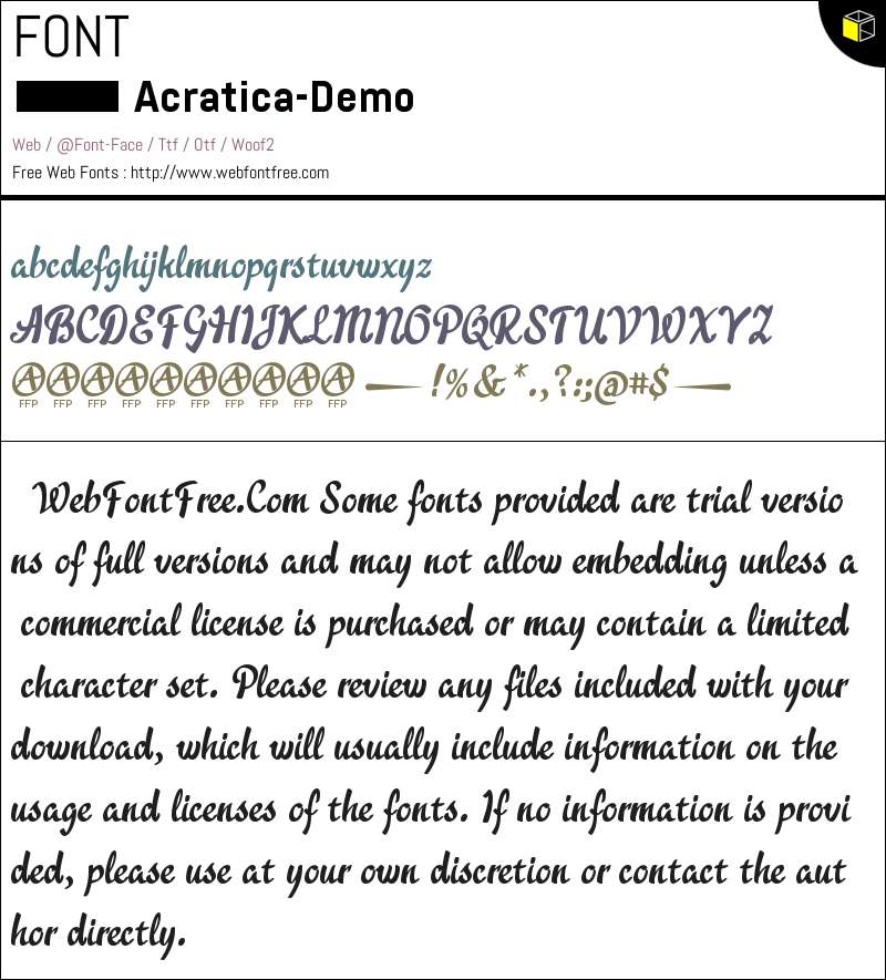 Acratica-Demo Fonts Downloads - WebFontFree.Com