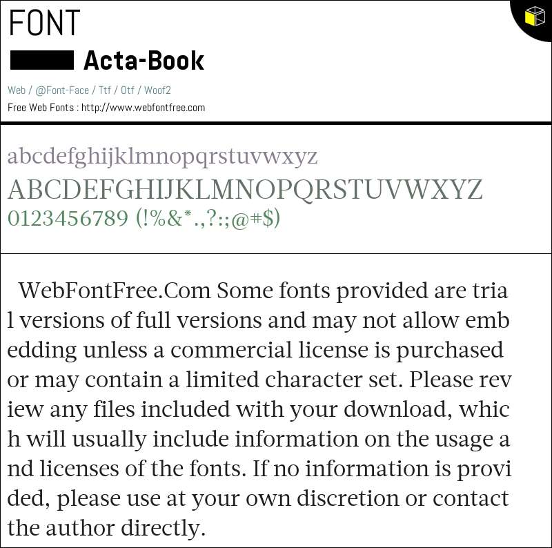 Acta-Book Fonts Downloads - WebFontFree.Com